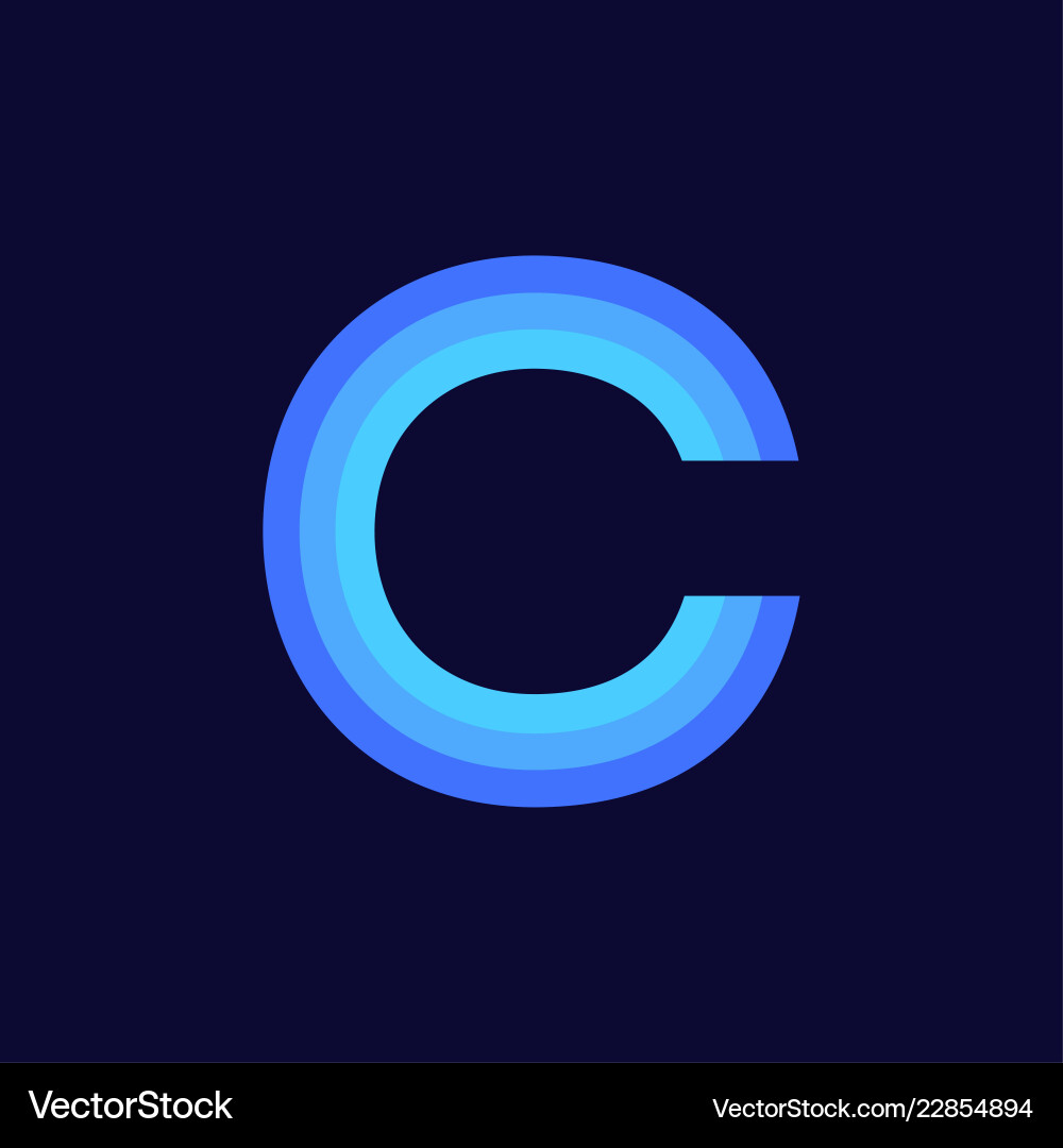 Logo letter c blue glowing Royalty Free Vector Image