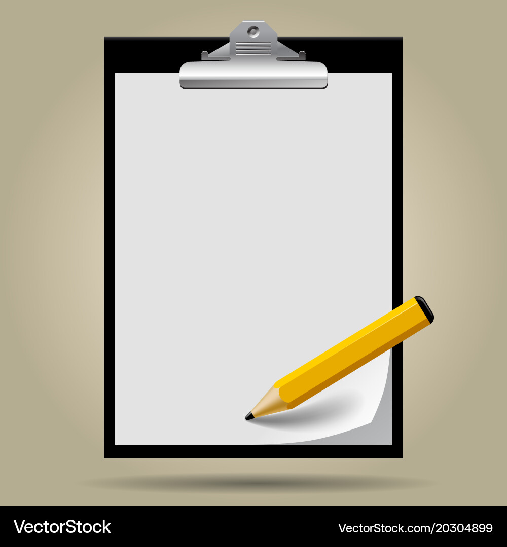 Classic black clipboard with paper blank and Vector Image