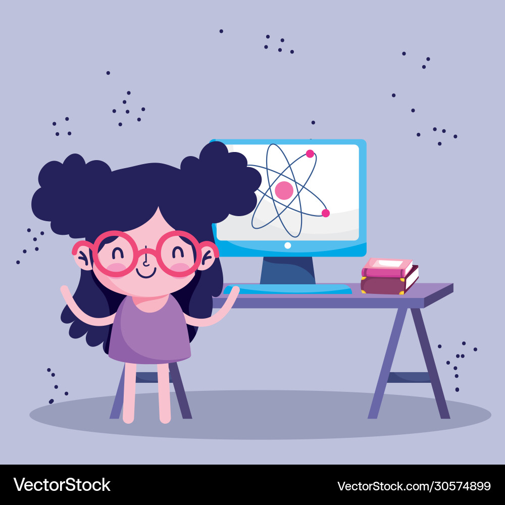 Education online student girl with computer and Vector Image