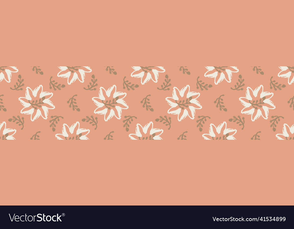 Gender Neutral Floral Seamless Border Royalty Free Vector