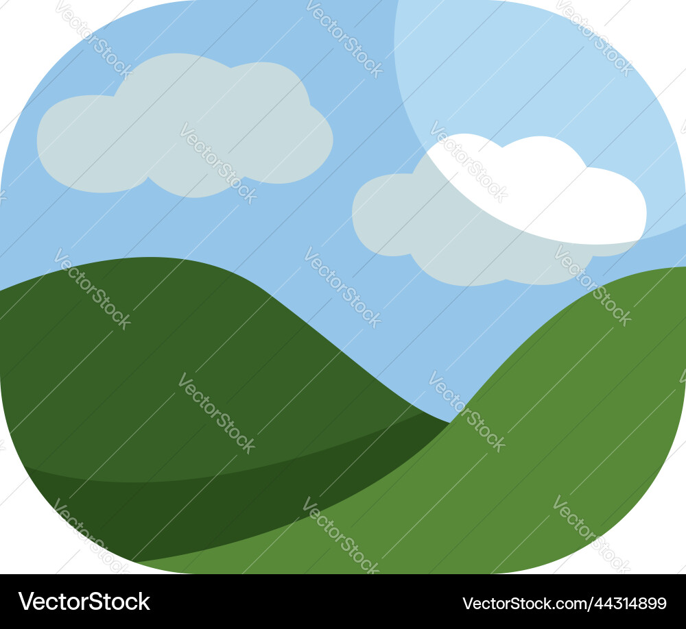 Green hills landscape on a white background Vector Image