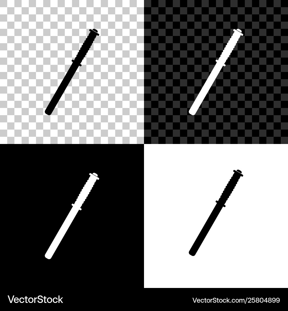 Police rubber baton icon isolated on black white Vector Image