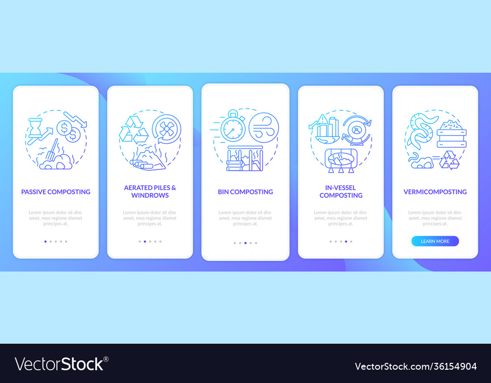 Composting methods onboarding mobile app page Vector Image