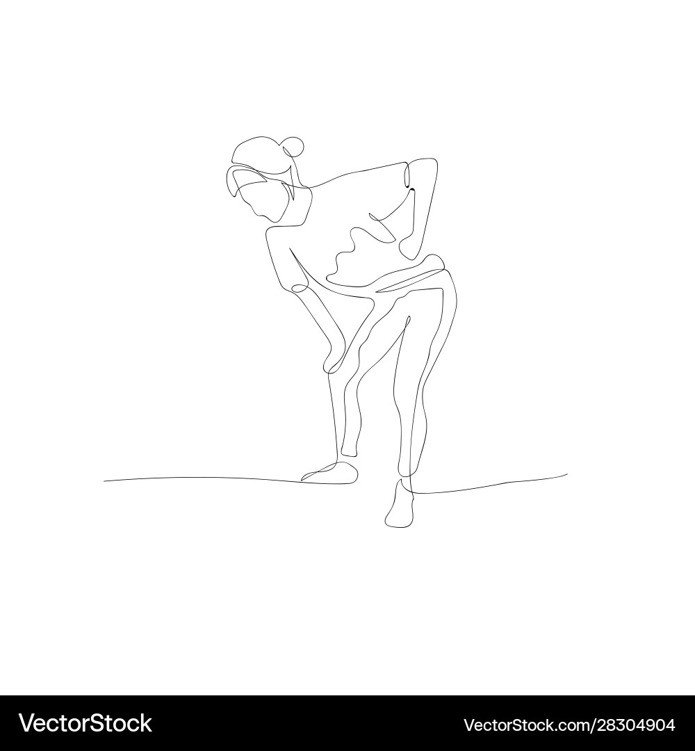 Continuous one line woman bend lower back lower Vector Image