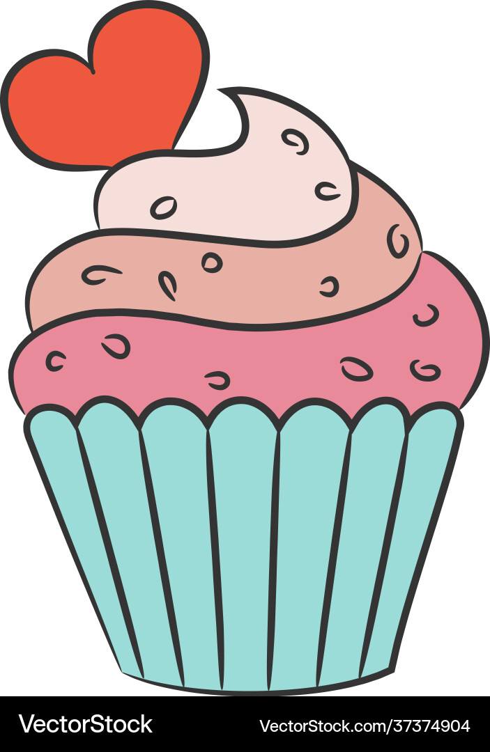 Cupcake with hearts on white background Royalty Free Vector