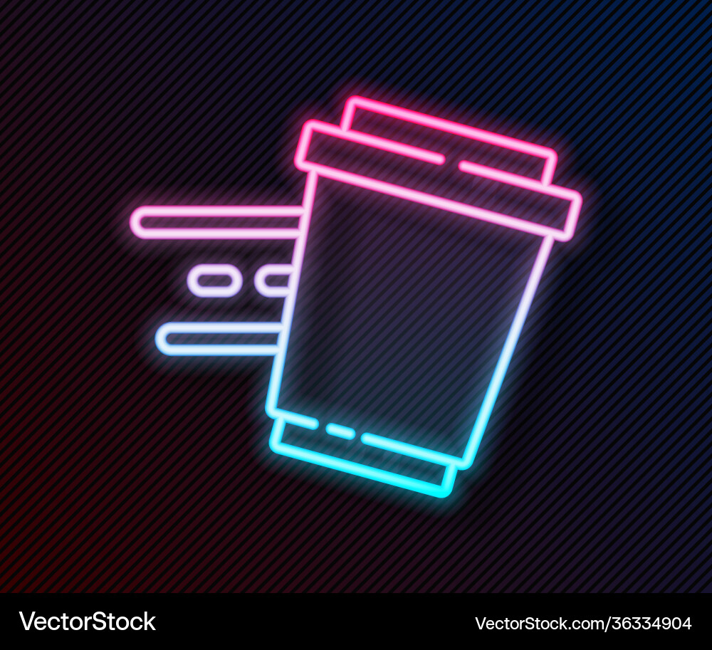 Glowing neon line coffee cup to go icon isolated Vector Image