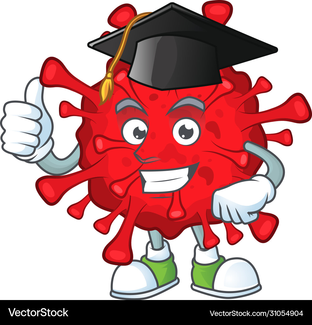 Happy face dangerous coronaviruses graduation hat Vector Image