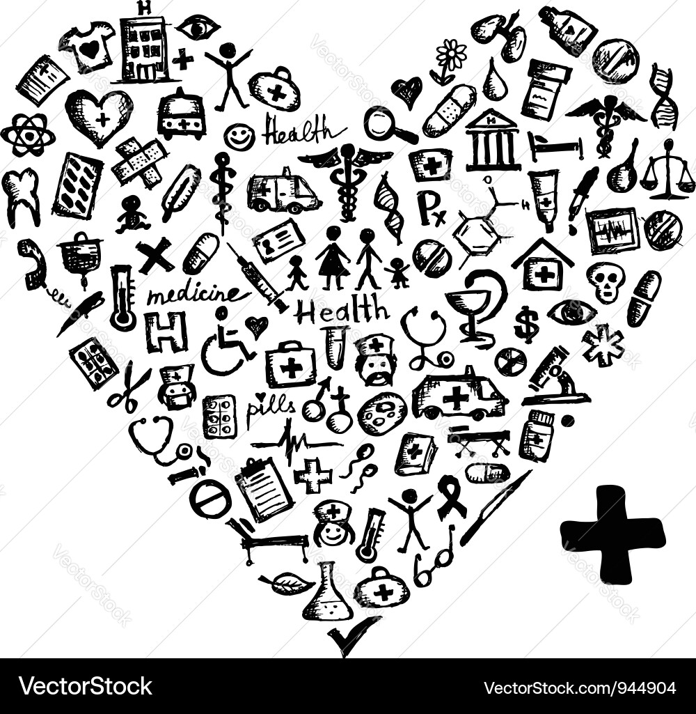 Heart shape with medical icons Royalty Free Vector Image