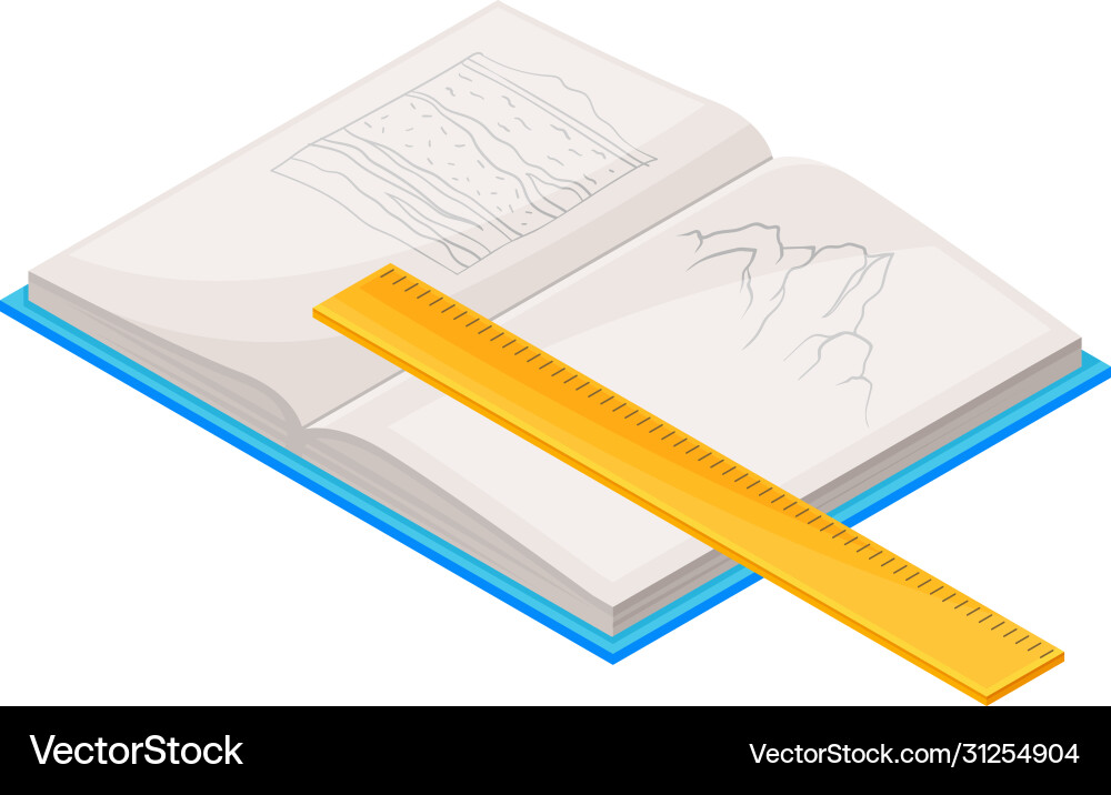 Open notepad and ruler as geology instrument Vector Image