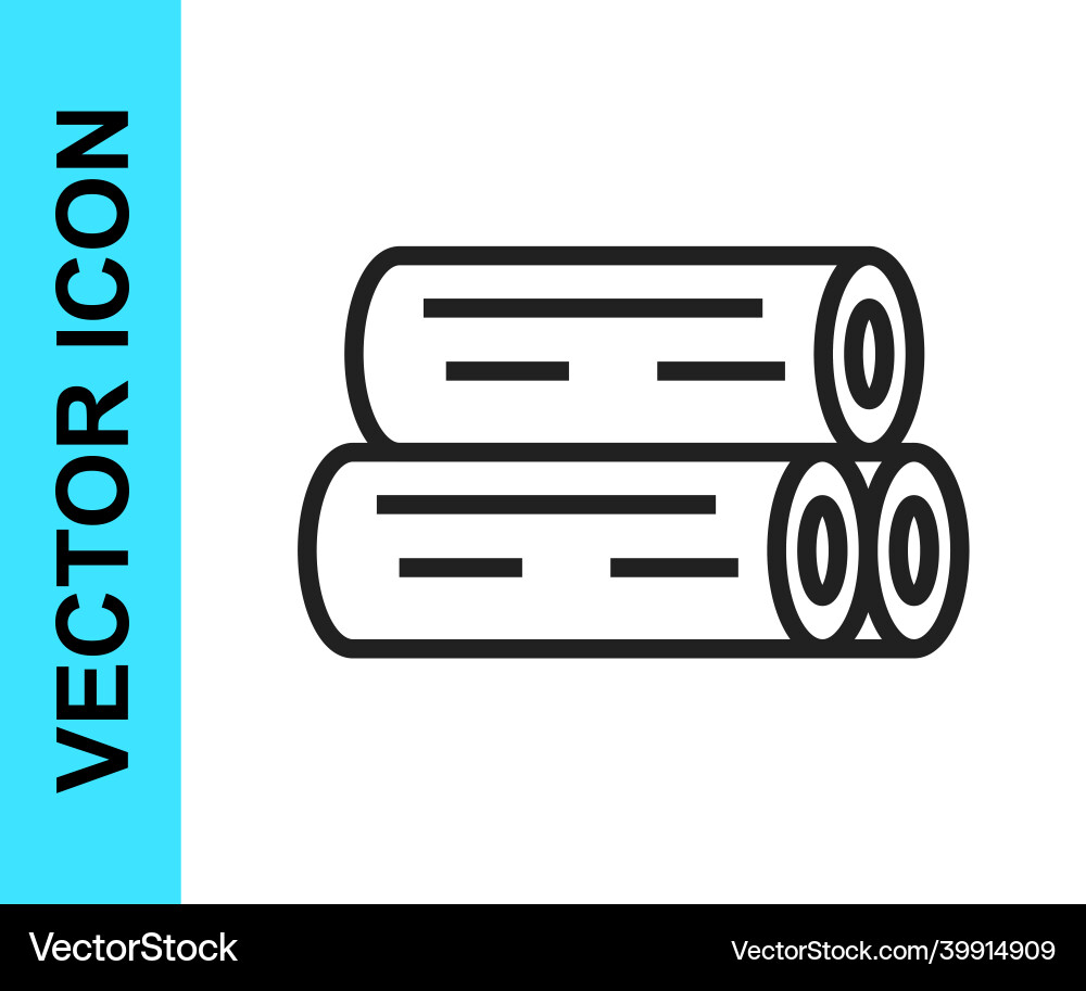 Black line wooden log icon isolated on white Vector Image
