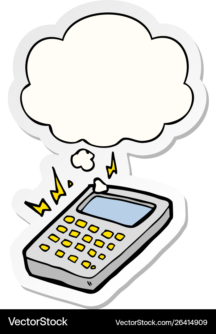 Cartoon calculator and thought bubble Royalty Free Vector