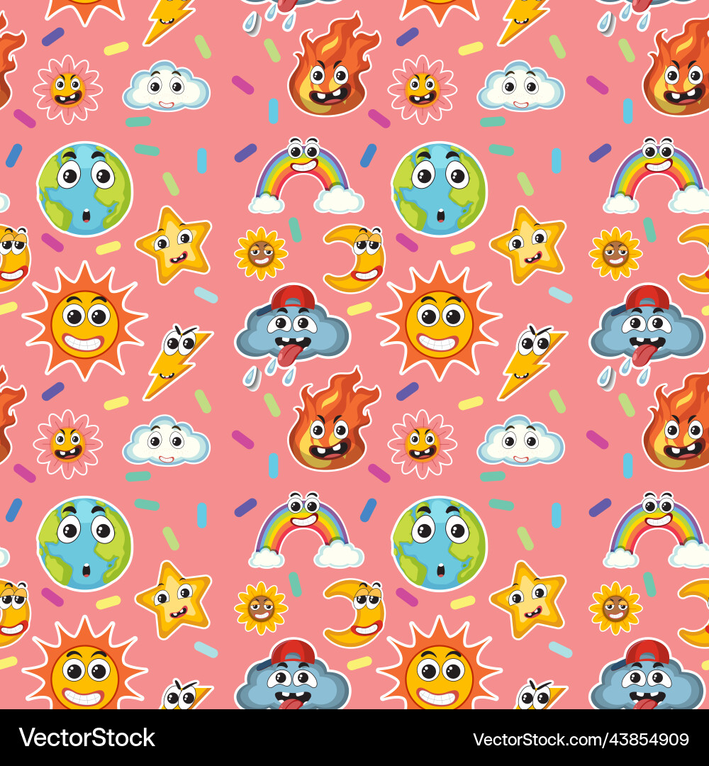 Seamless pattern with cute weather cartoon element