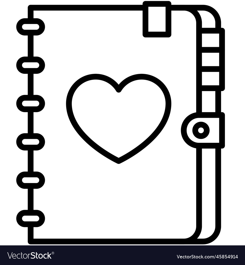 Love notepad icon and heart Royalty Free Vector Image