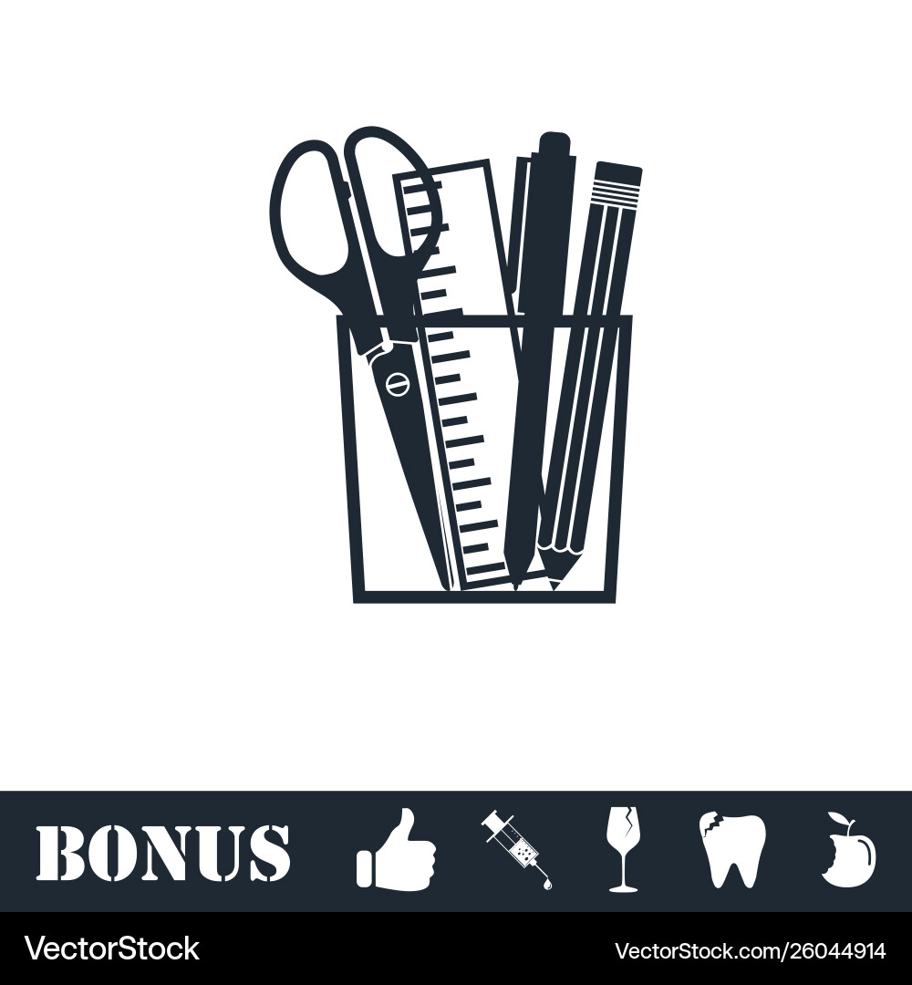 Office tools icon flat Royalty Free Vector Image