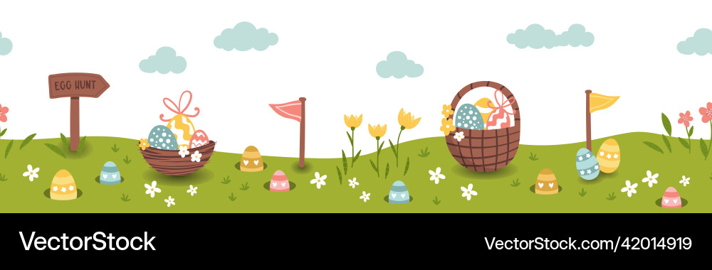 Cute easter egg hunt design for children hand Vector Image