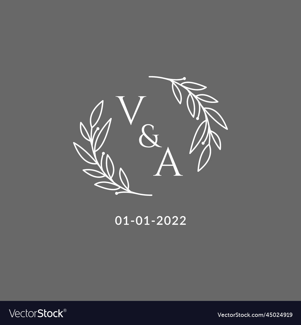 Initial letter va monogram wedding logo Royalty Free Vector