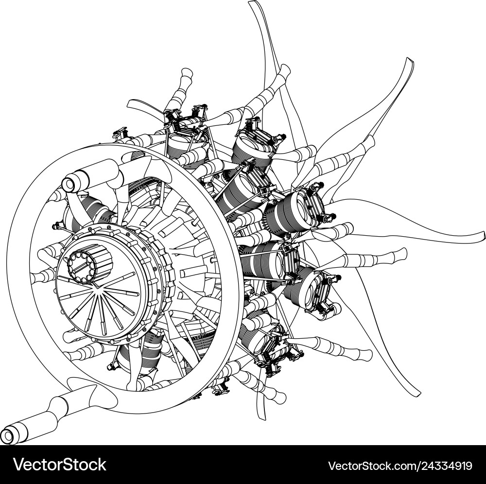 Radial engine on a white Royalty Free Vector Image