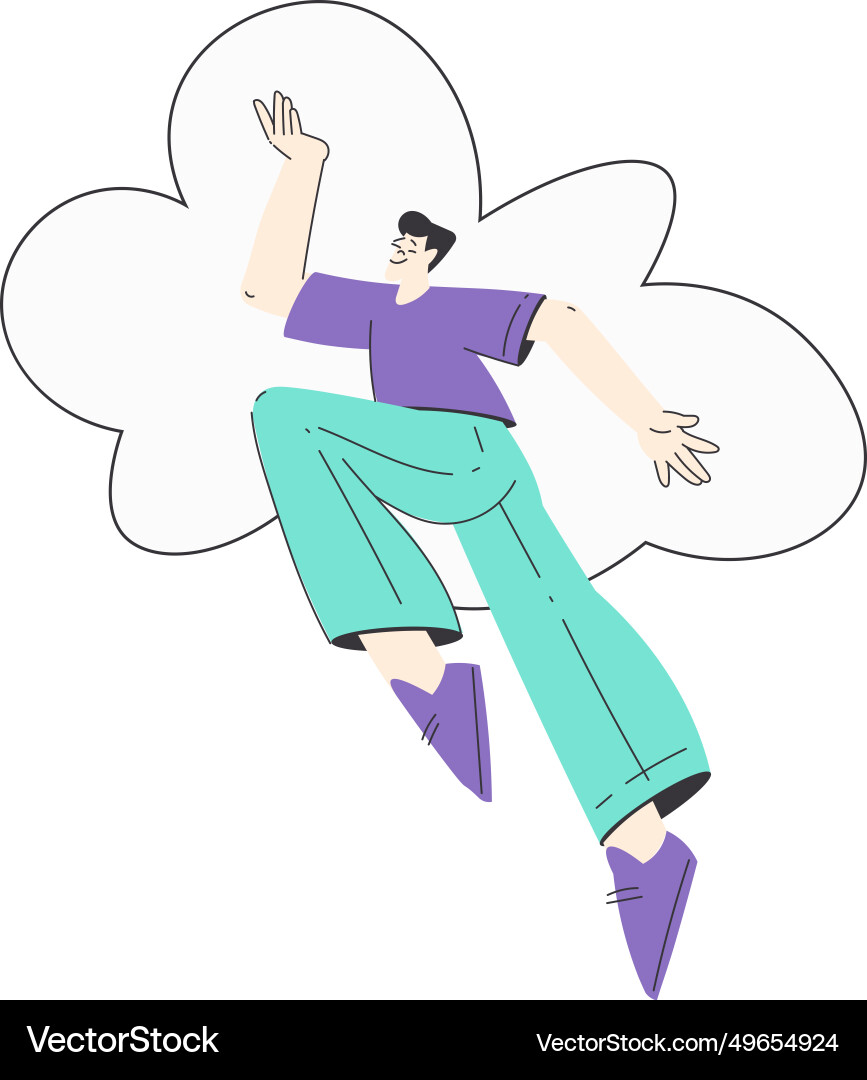Dreaming man character with head in cloud having Vector Image