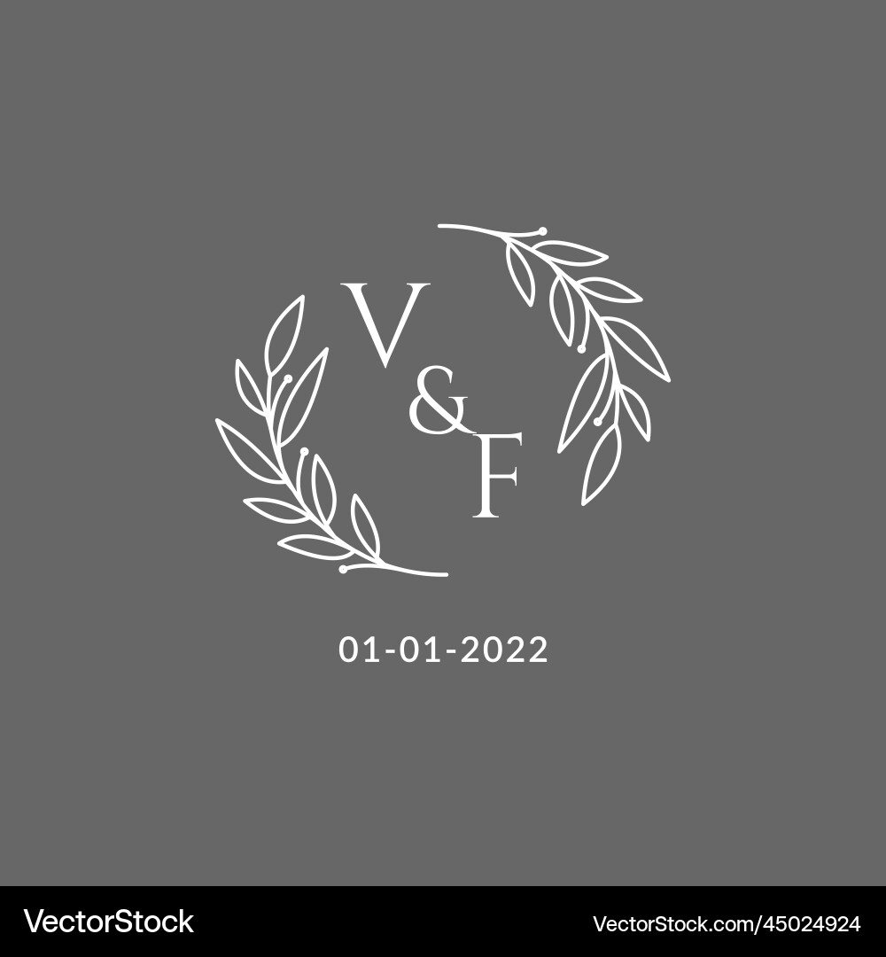 Initial letter vf monogram wedding logo Royalty Free Vector