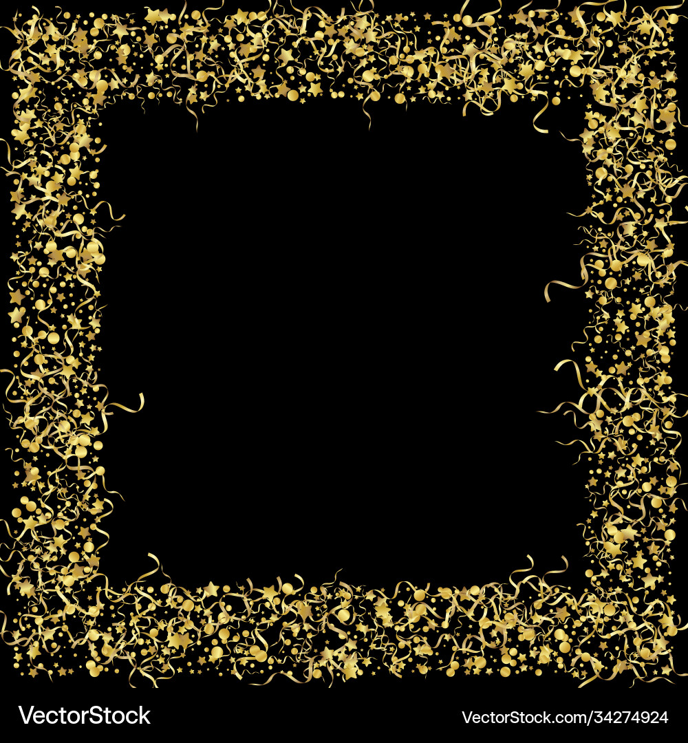 Yellow confetti fun black background Royalty Free Vector