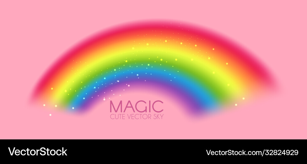 Cute magic rainbow on pink background fantazy Vector Image