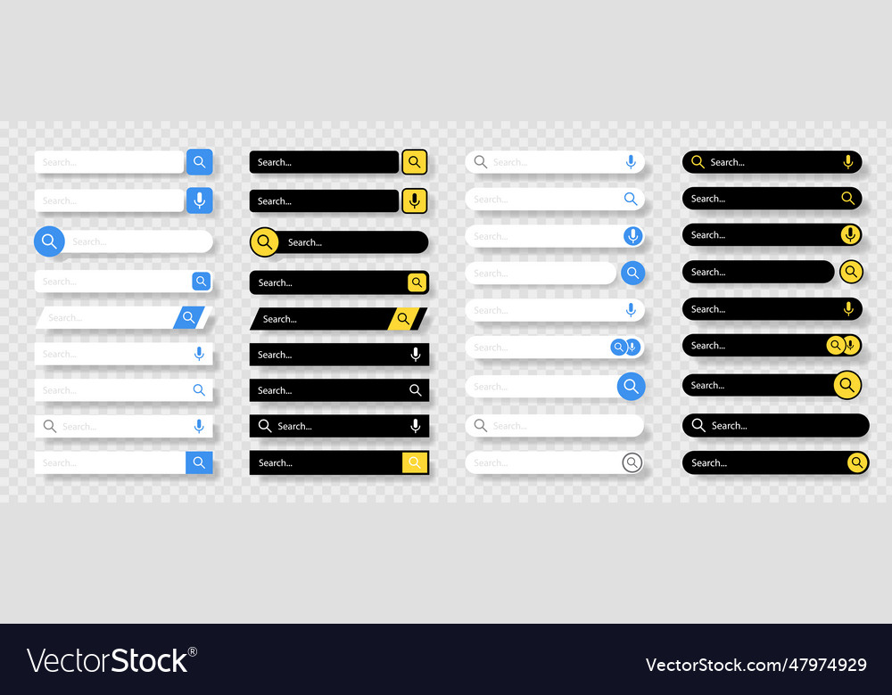 Set www search bar icons isolated on white Vector Image