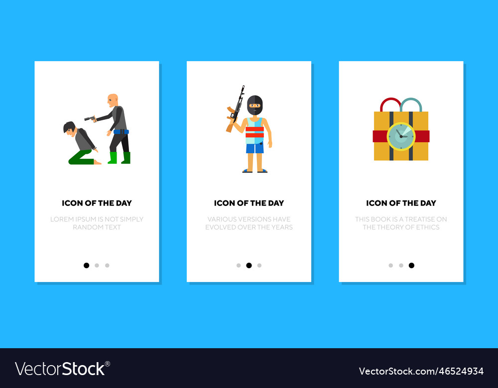 Armed attack flat icon set Royalty Free Vector Image