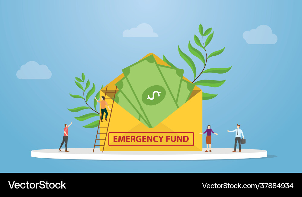 Emergency fund with money on envelope people Vector Image