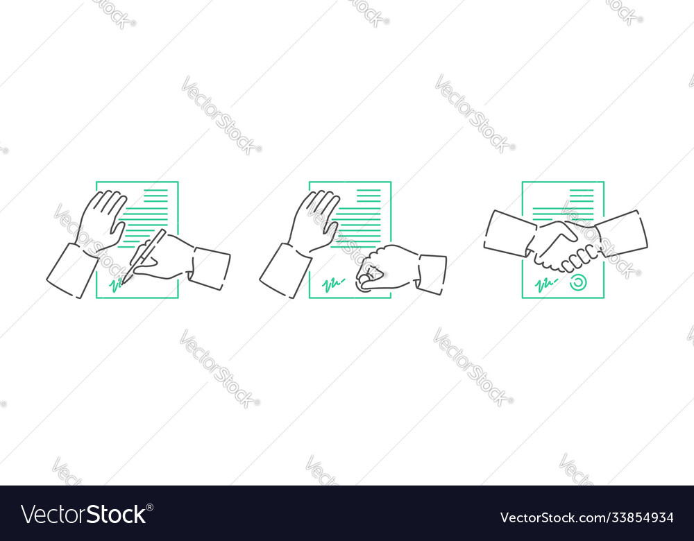 Steps contract conclusion process Royalty Free Vector Image