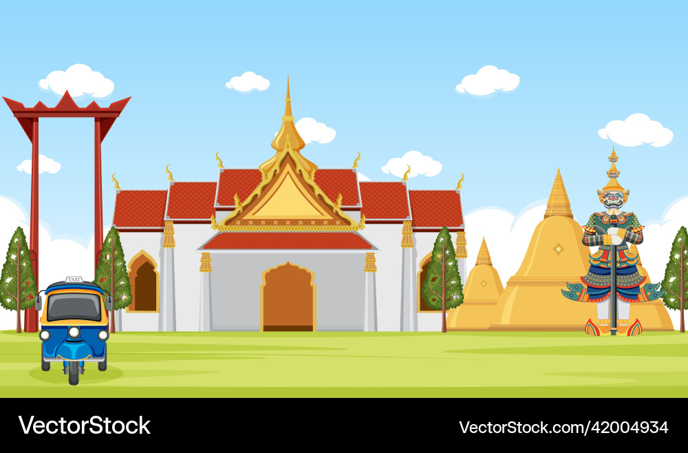 Thailand iconic tourism attraction background Vector Image