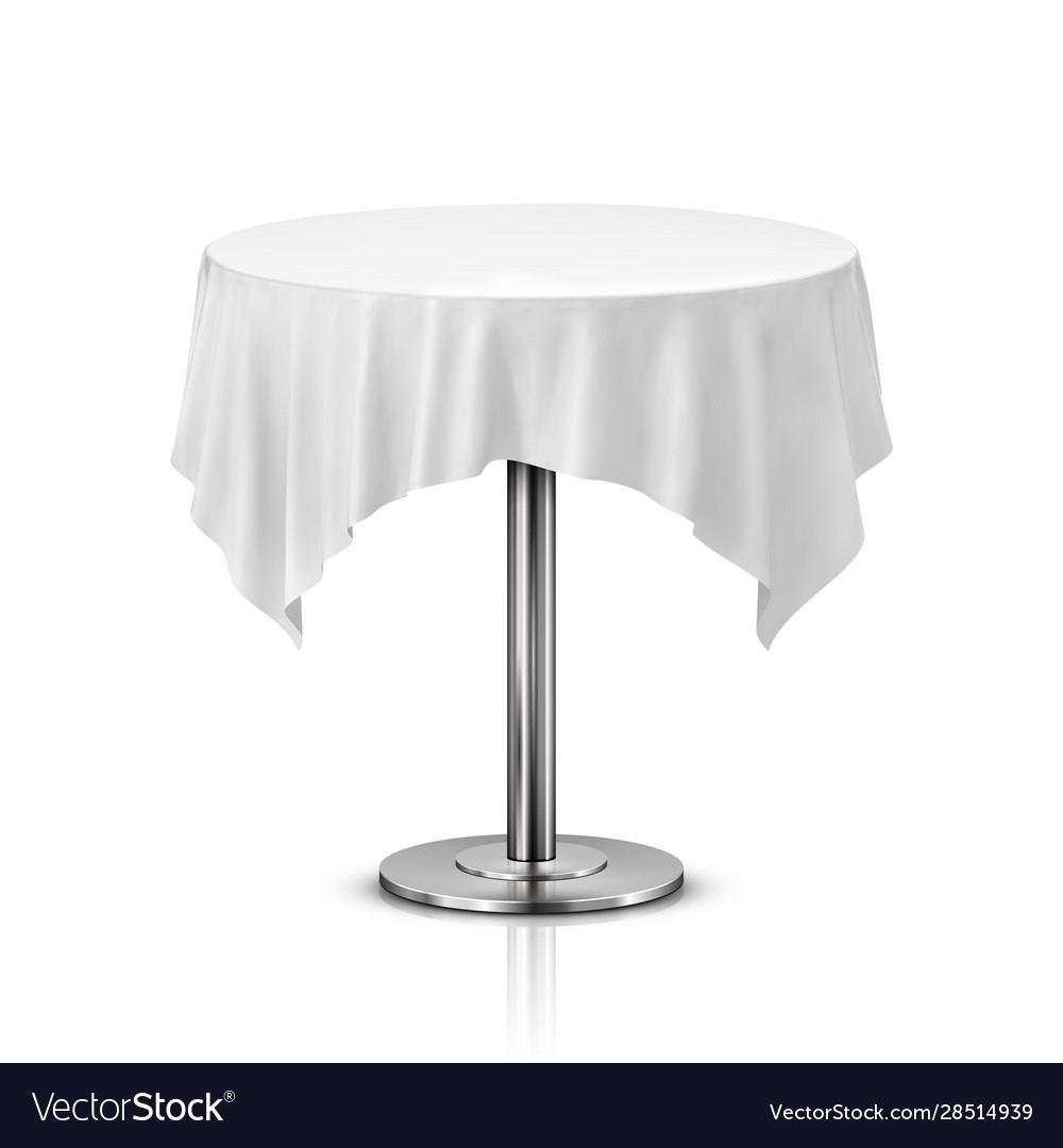 Empty round table with tablecloth isolated Vector Image