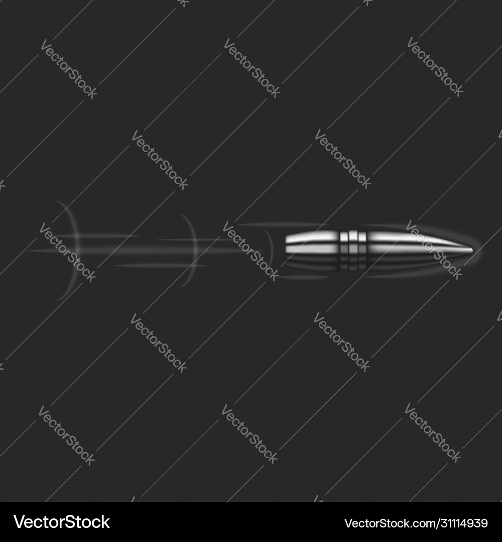 Fast flying silver bullet realistic a symbol of Vector Image