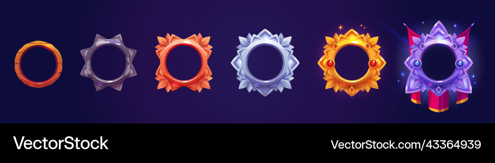 Rank frames ui game borders evolution set Vector Image