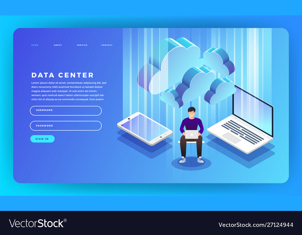Mock-up design website flat concept server Vector Image