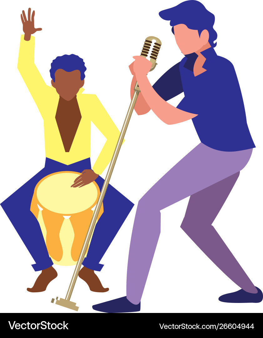 Musician man and singer with microphone Royalty Free Vector