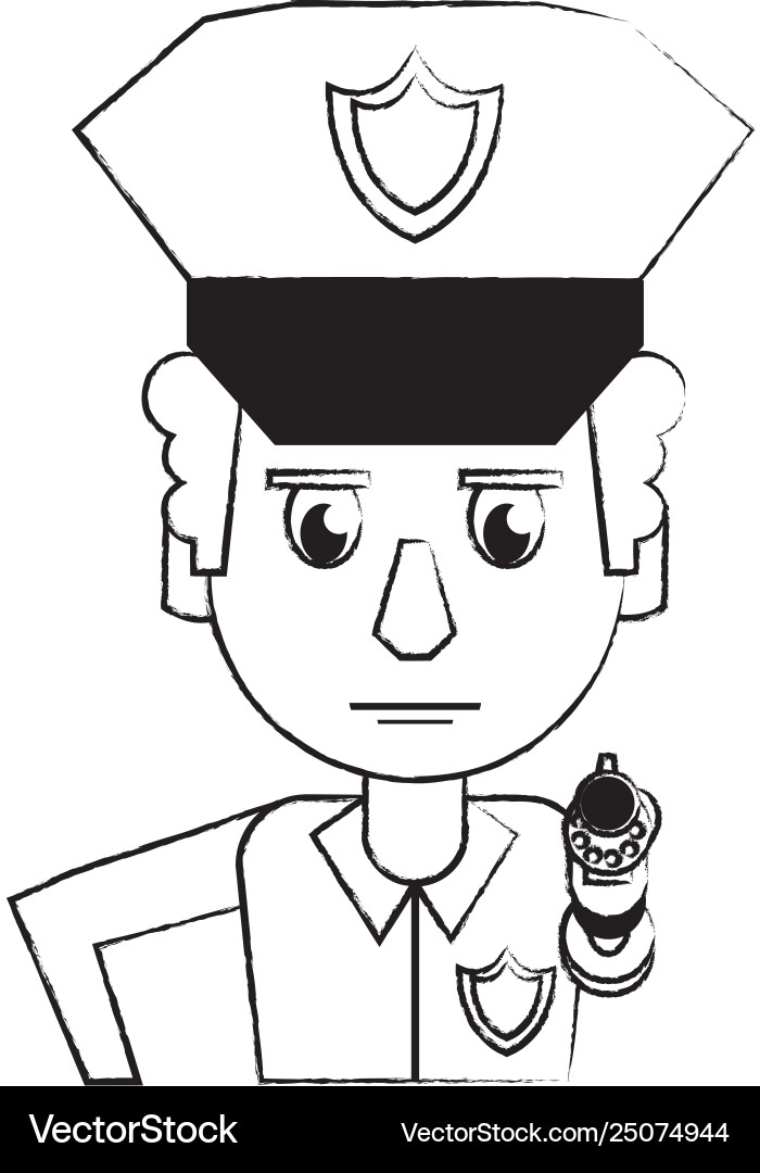 Police profile cartoon sketch Royalty Free Vector Image