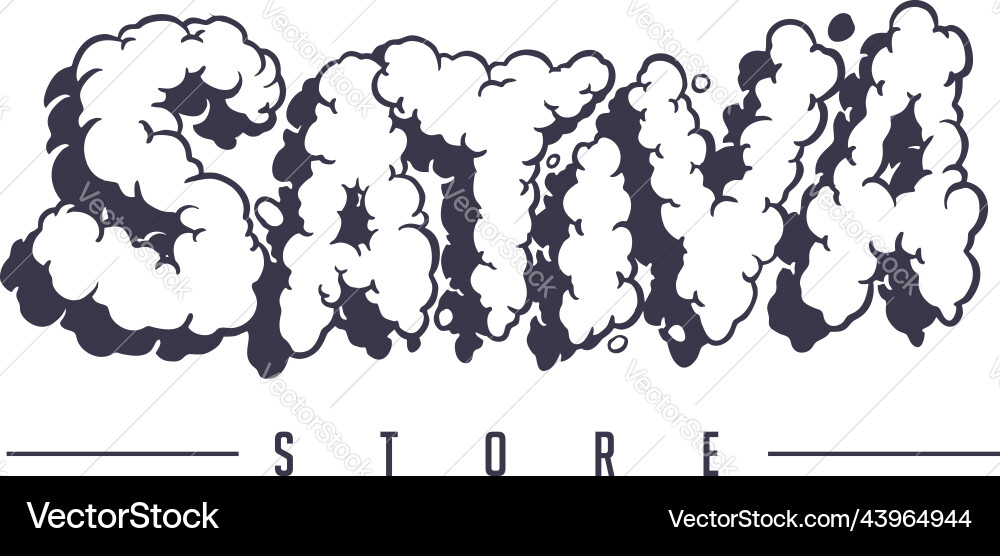 Sativa Lettering Logo Monochrome With Smoke Effect