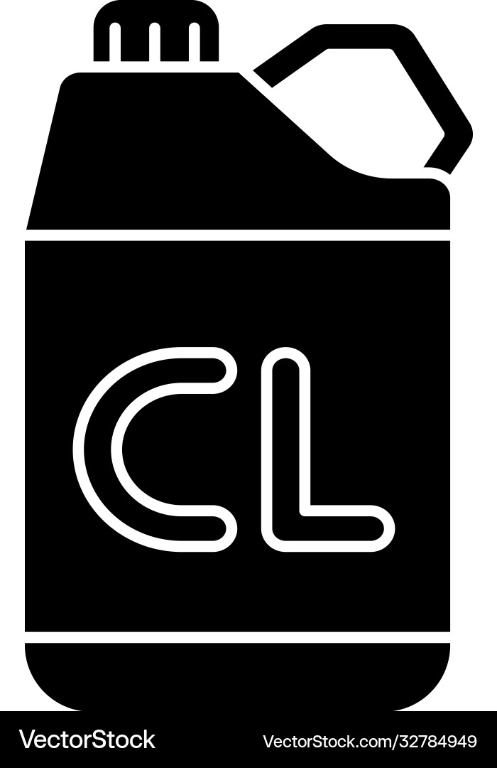 Chlorine disinfectant black glyph icon Royalty Free Vector