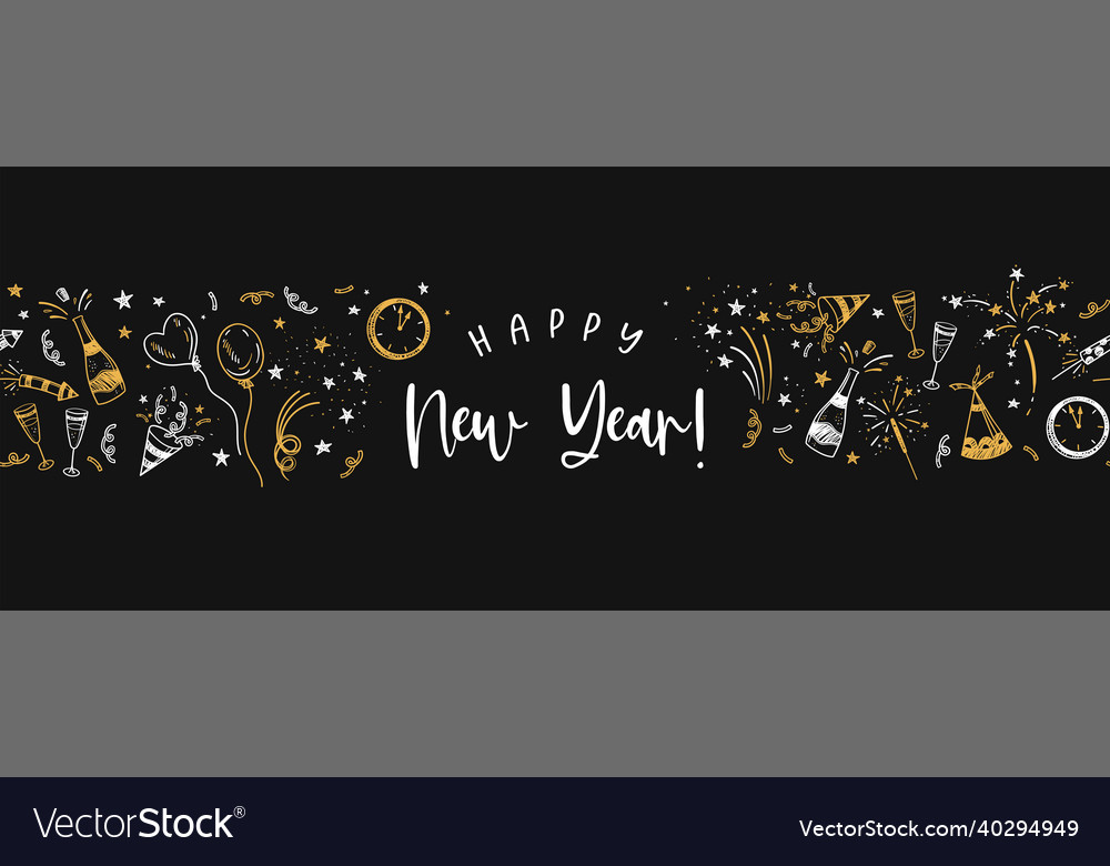 Cute hand drawn new years design doodle template Vector Image