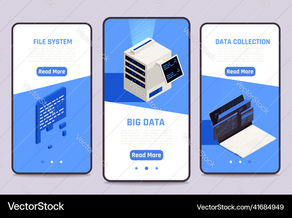 Data analysis vertical banners set Royalty Free Vector Image