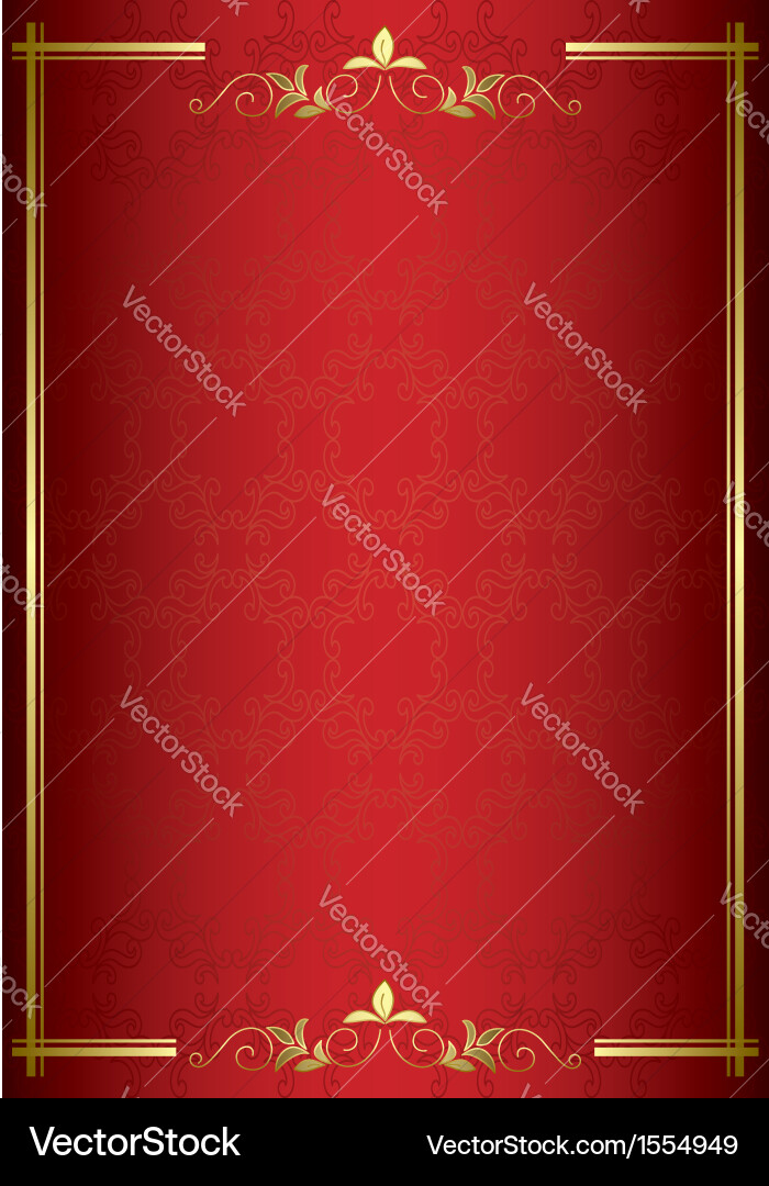 Red elegant card with gold decorations Royalty Free Vector