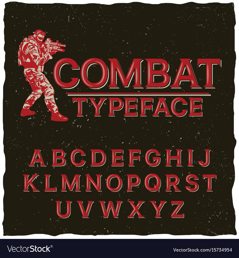 Combat typeface poster Royalty Free Vector Image