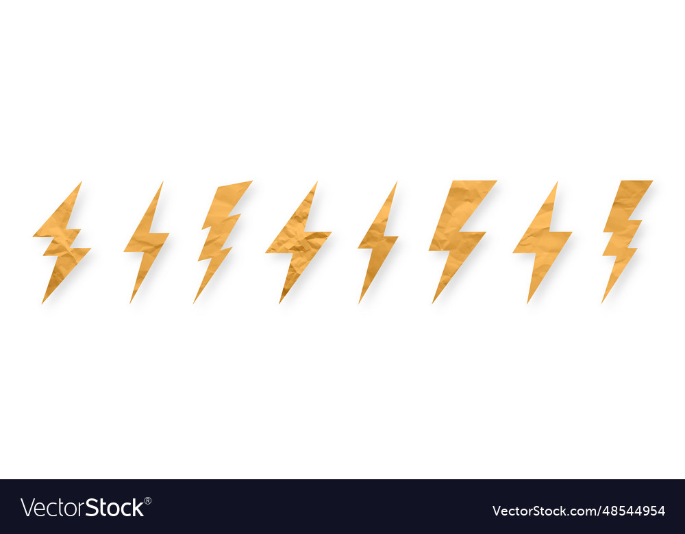 Lightning bolt crumpled paper texture cardboard Vector Image