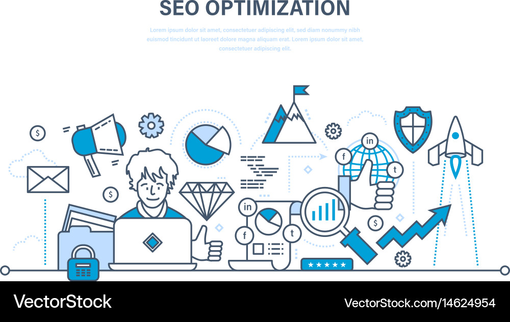 Seo optimization methods and tools analysis Vector Image
