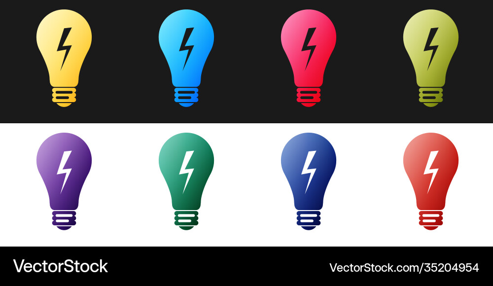 Set light lamp sign bulb with lightning symbol Vector Image
