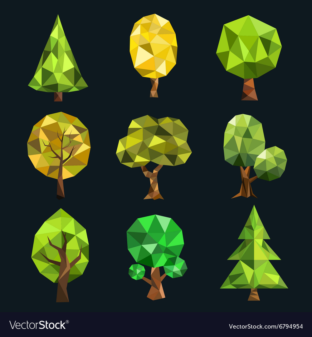 Stylized tree collection Royalty Free Vector Image
