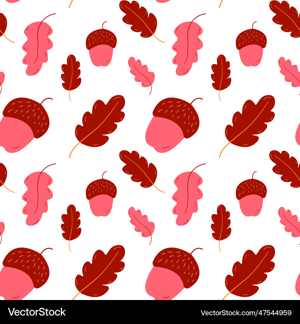 Acorn and oak leaves pattern autumn Royalty Free Vector