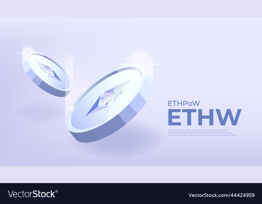 Ethpow ethw coin banner ethw coin cryptocurrency Vector Image