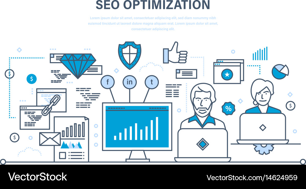 Seo optimization methods and tools analysis Vector Image
