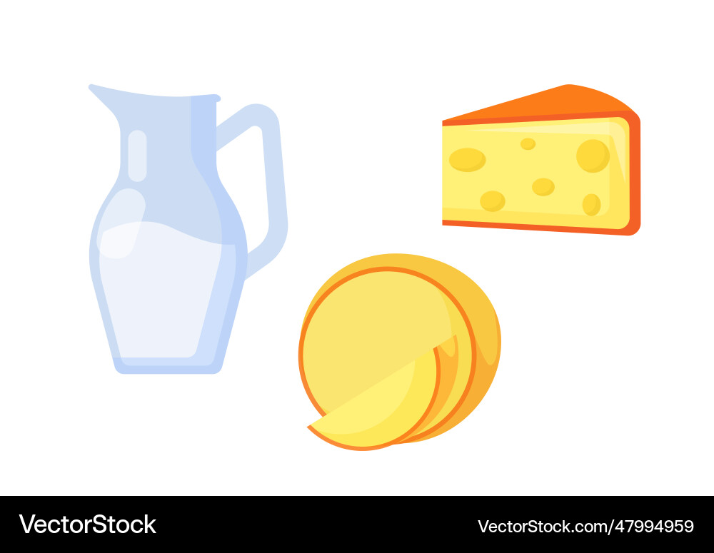 Set of dairy products concept Royalty Free Vector Image